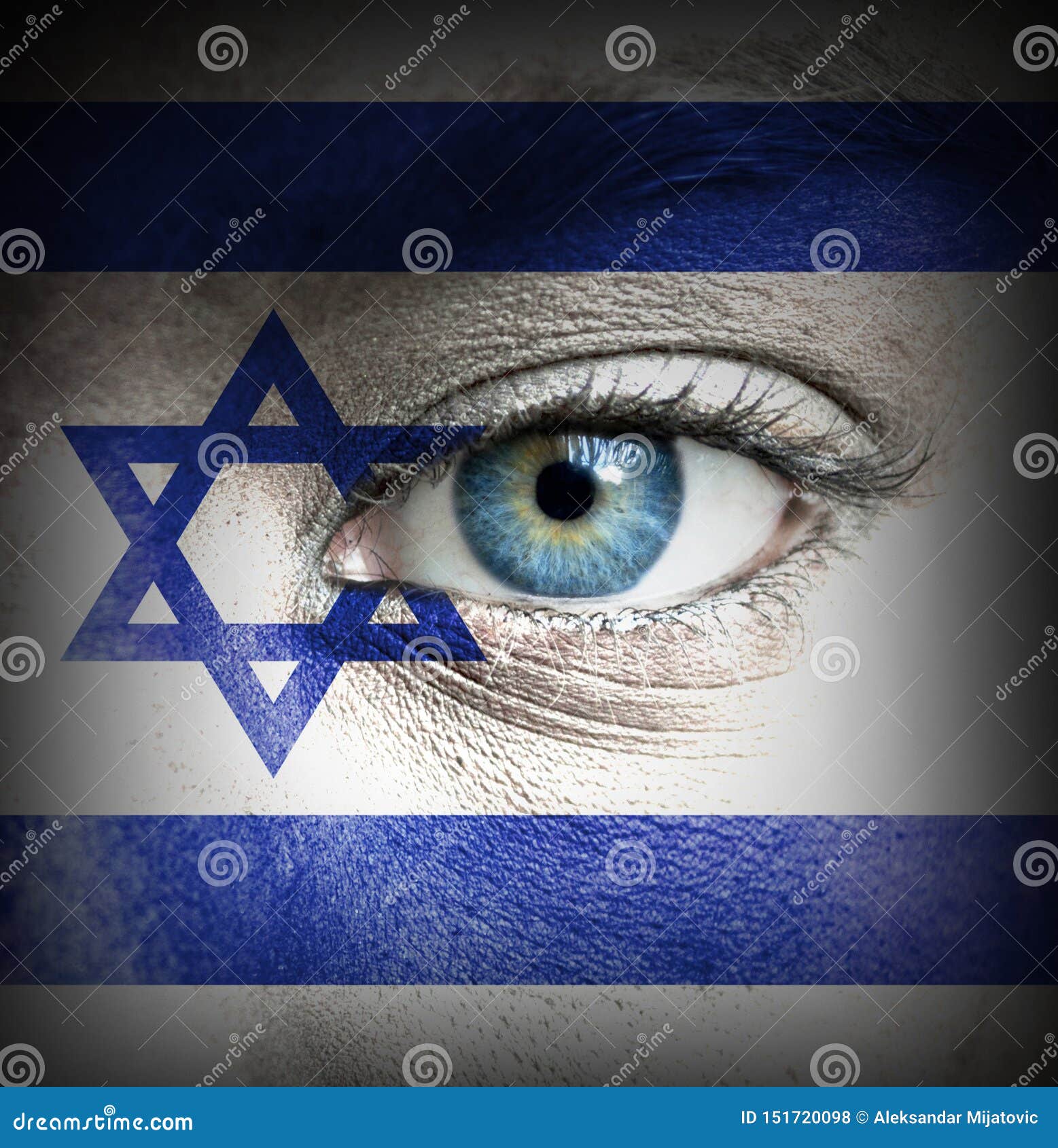 Human Face Painted with Flag of Israel Stock Photo - Image of freedom ...