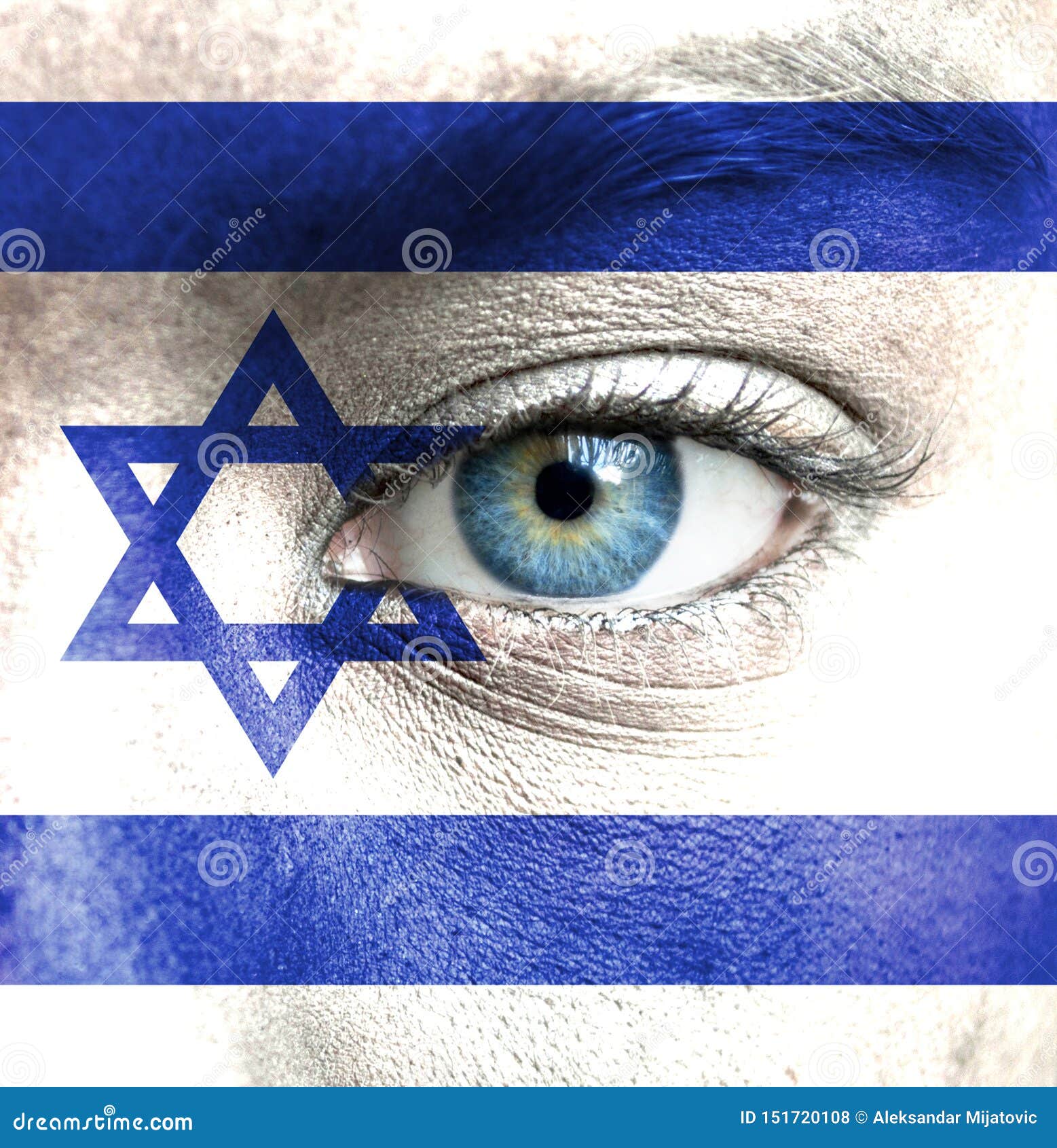 Human Face Painted with Flag of Israel Stock Photo - Image of national ...