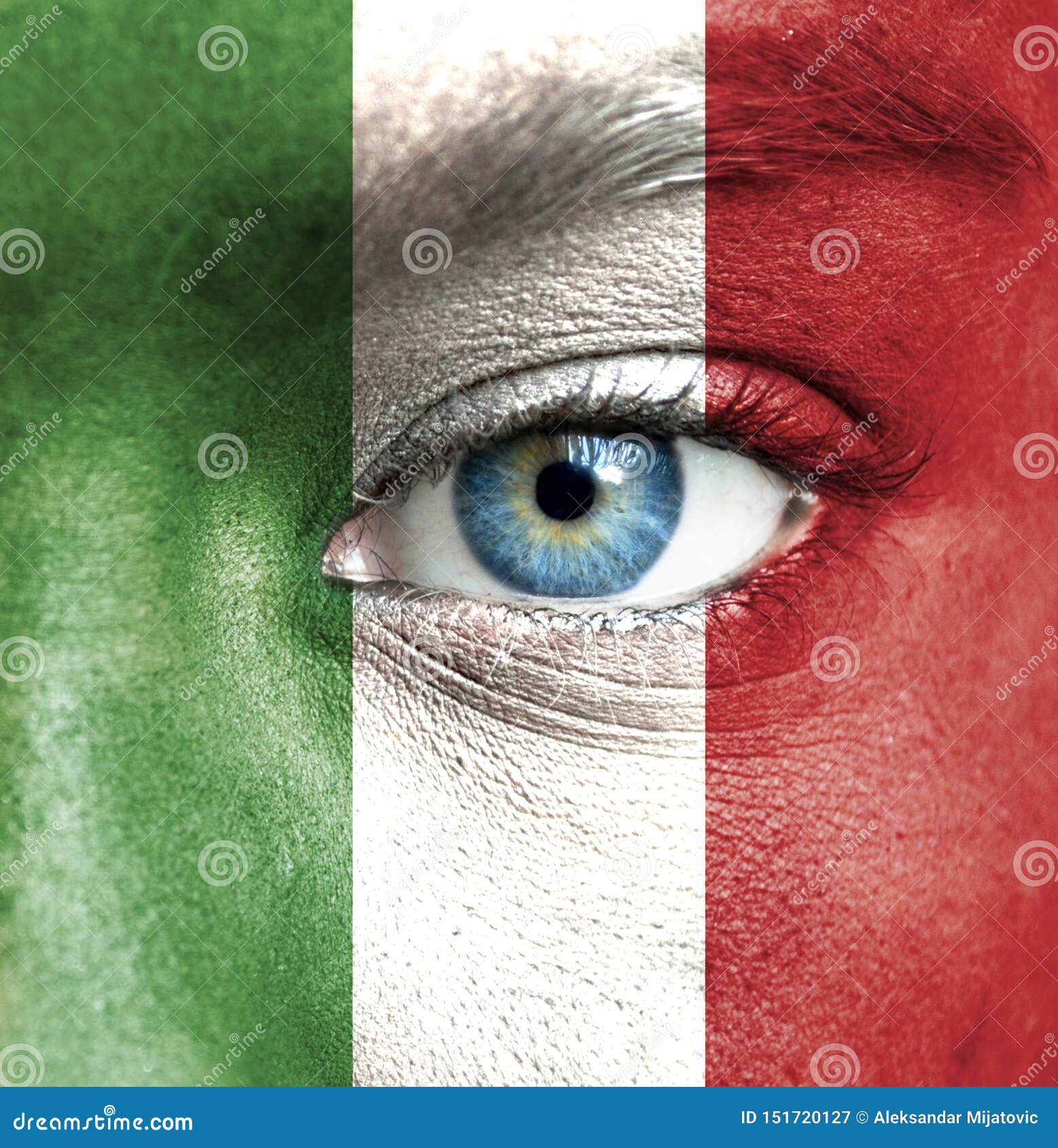 Human Face Painted with Flag of Italy Stock Image - Image of football ...