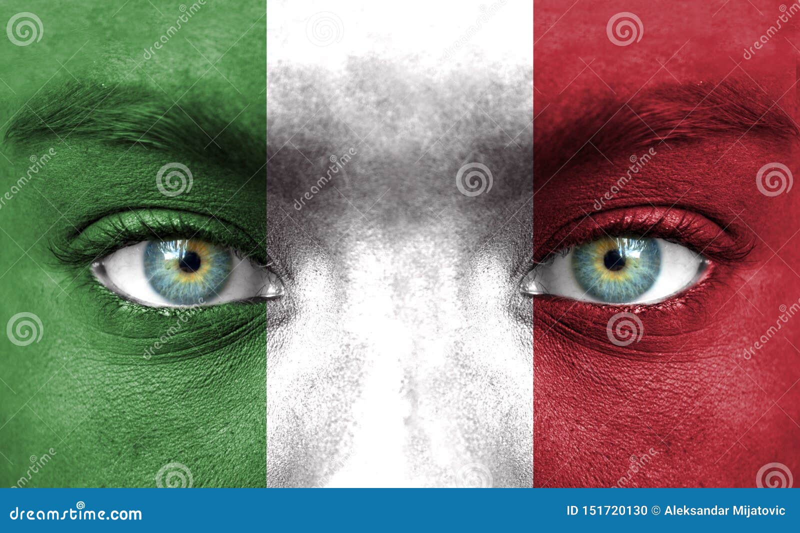 Human Face Painted with Flag of Italy Stock Photo - Image of cheerful ...
