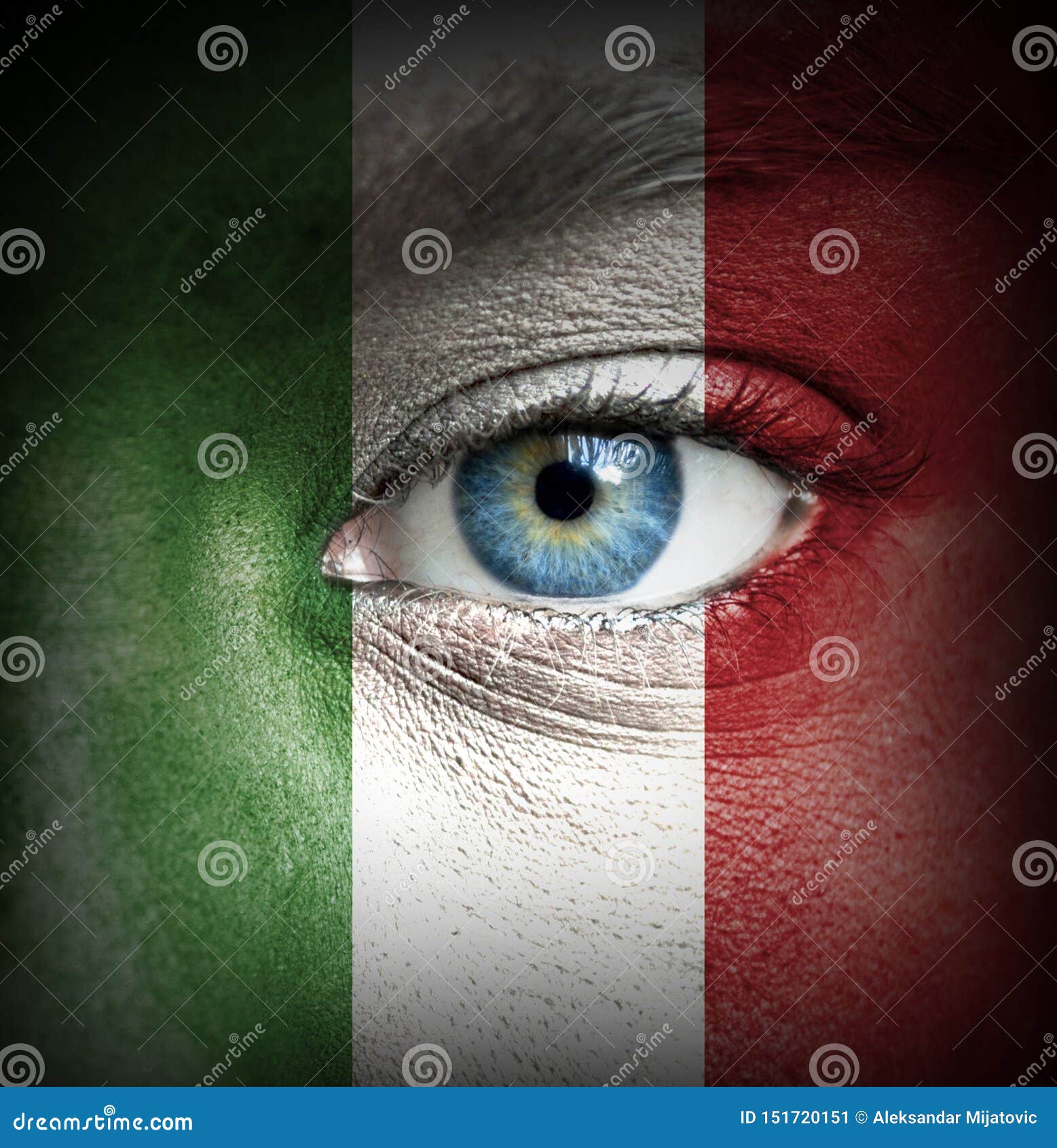 Human Face Painted with Flag of Italy Stock Image - Image of black ...