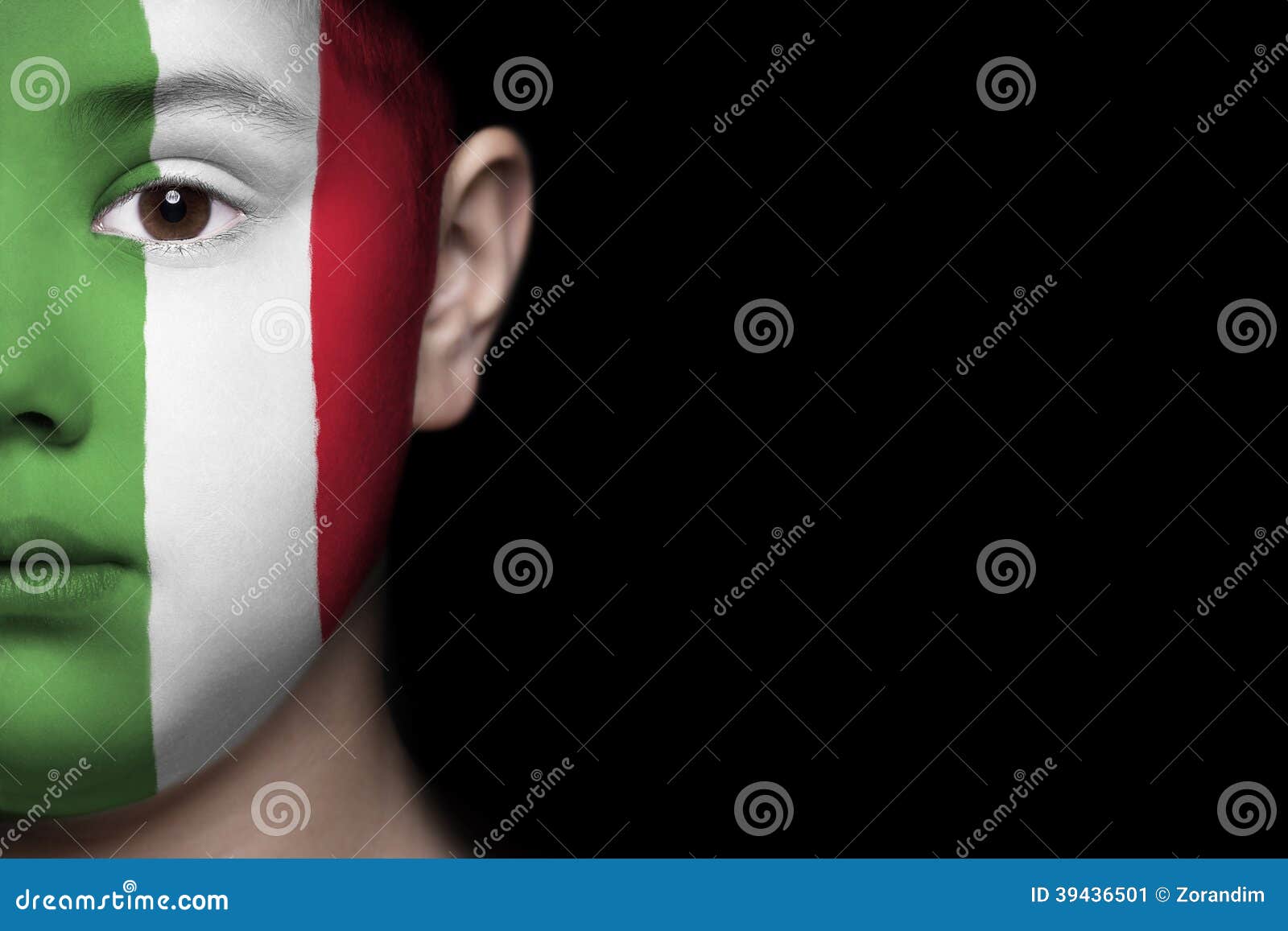 Human Face Painted with Flag of Italy Stock Image - Image of sport ...