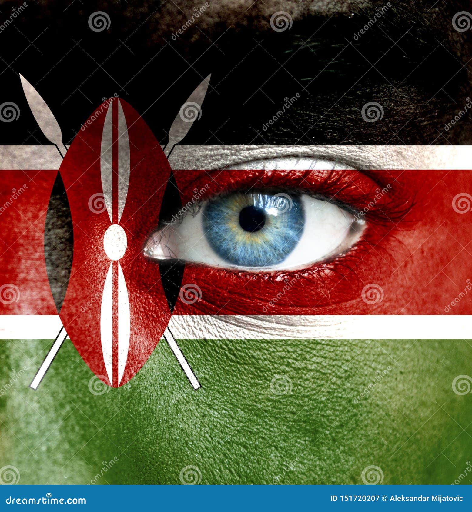 Human Face Painted with Flag of Kenya Stock Image - Image of beautiful ...
