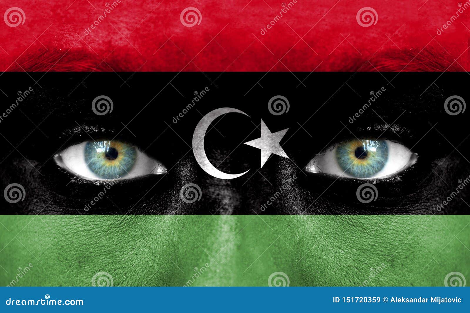 Human Face Painted with Flag of Libya Stock Image - Image of alone ...