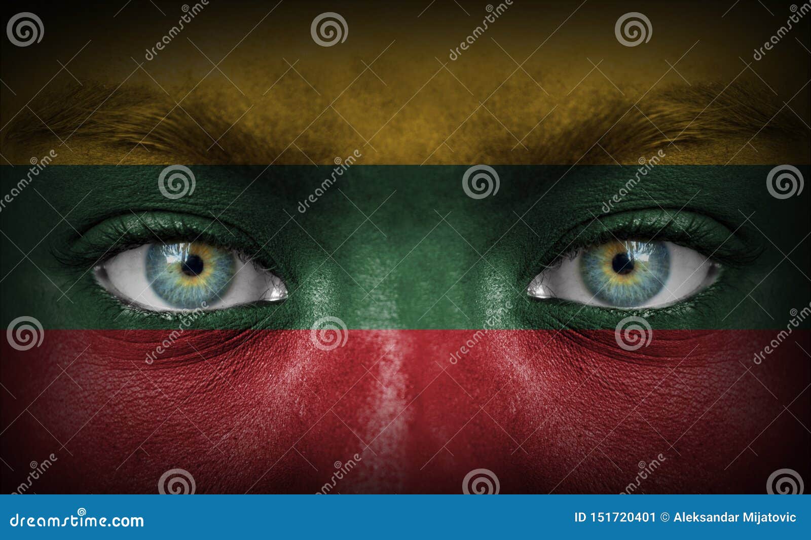 Human Face Painted with Flag of Lithuania Stock Image - Image of ...