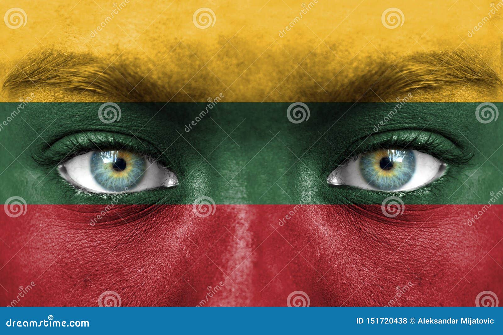 Human Face Painted with Flag of Lithuania Stock Photo - Image of pride ...
