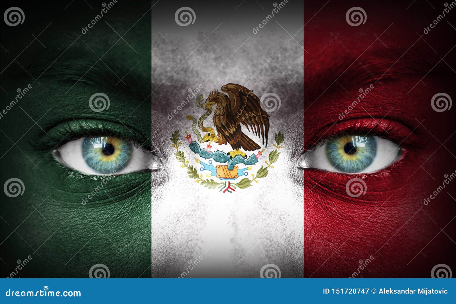 Human Face Painted with Flag of Mexico Stock Image - Image of alone ...