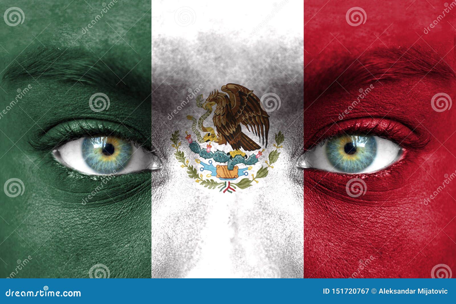 Human Face Painted with Flag of Mexico Stock Image - Image of cheerful ...