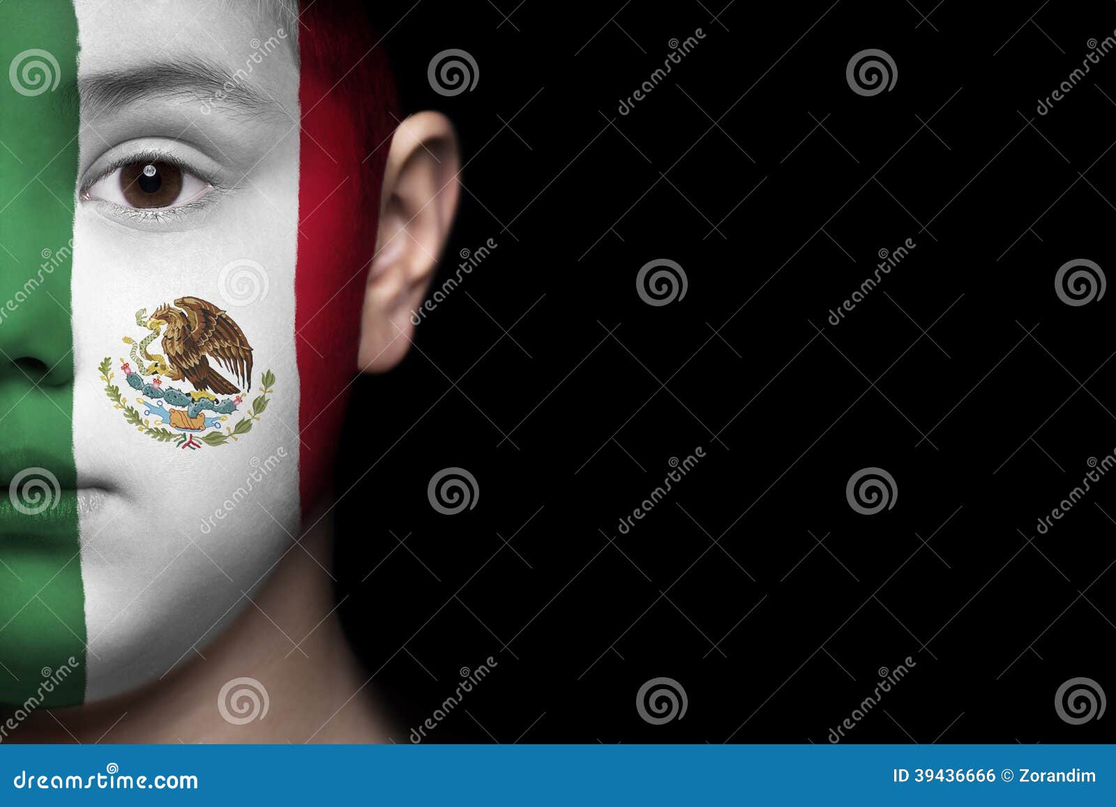 Human Face Painted with Flag of Mexico Stock Photo - Image of cheerful ...
