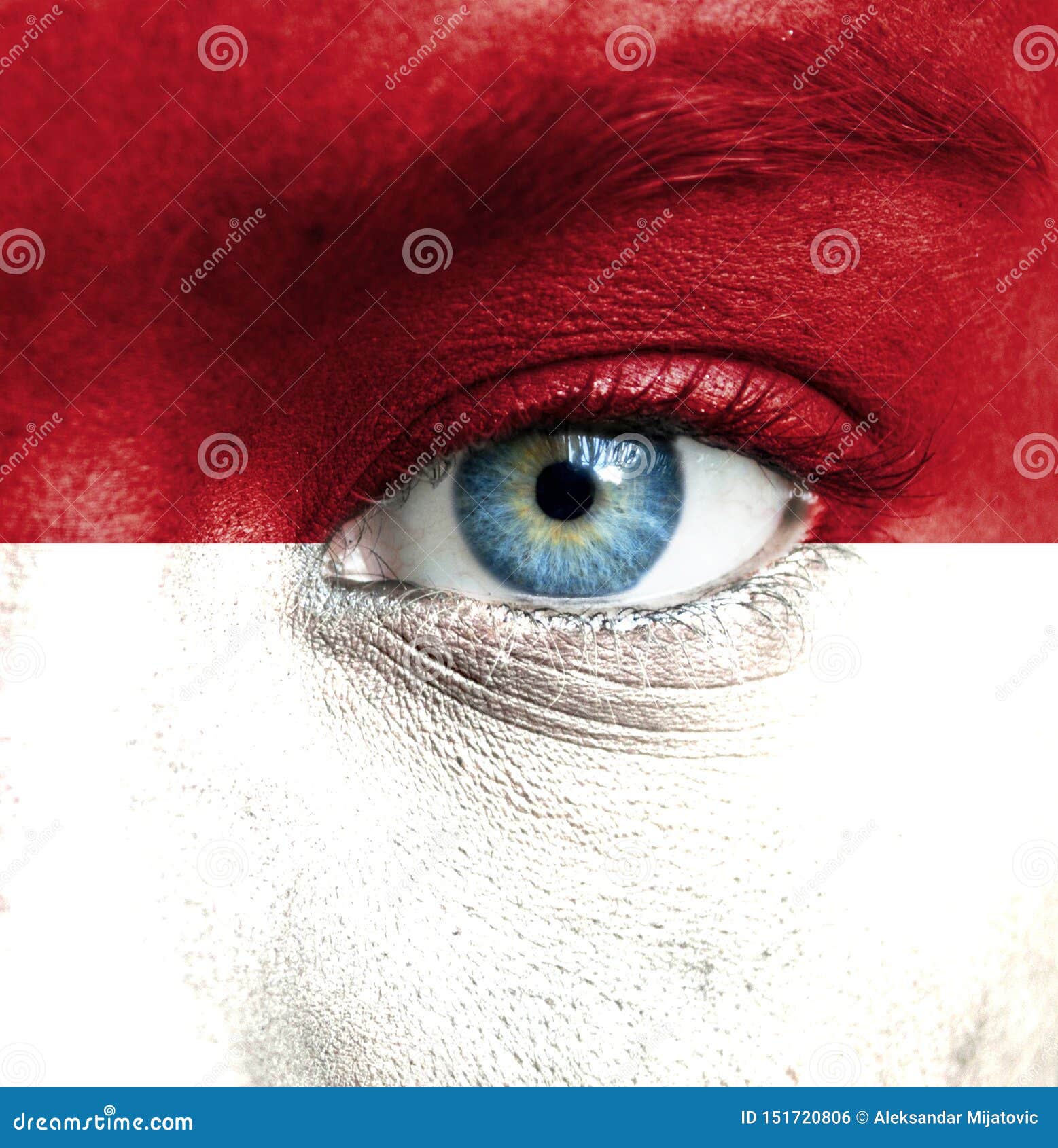 Human Face Painted with Flag of Monaco Stock Photo - Image of ...