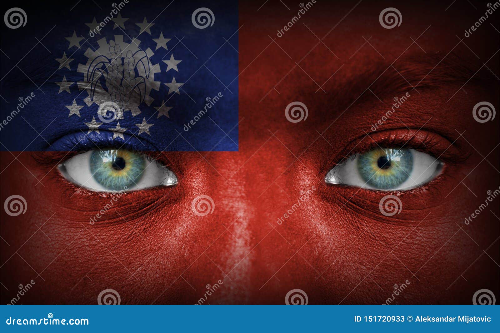 Human Face Painted with Flag of Myanmar Stock Image - Image of nation ...