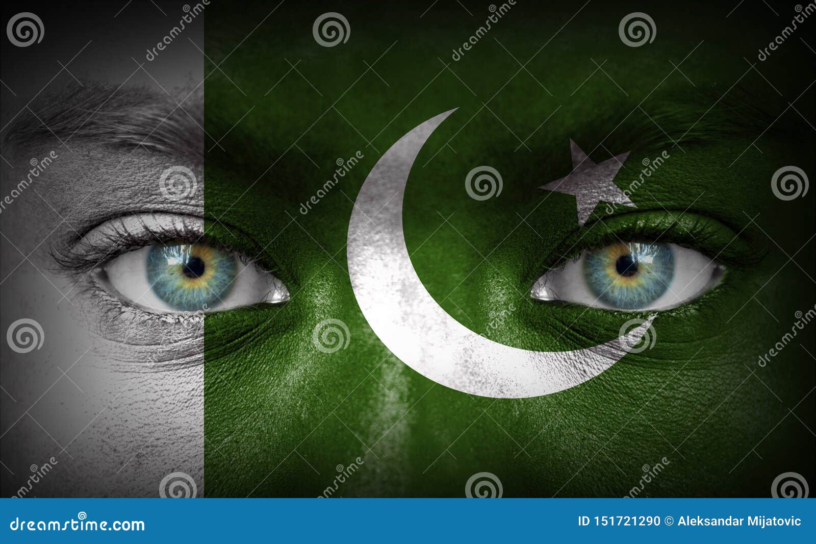 Human Face Painted with Flag of Pakistan Stock Photo - Image of ...