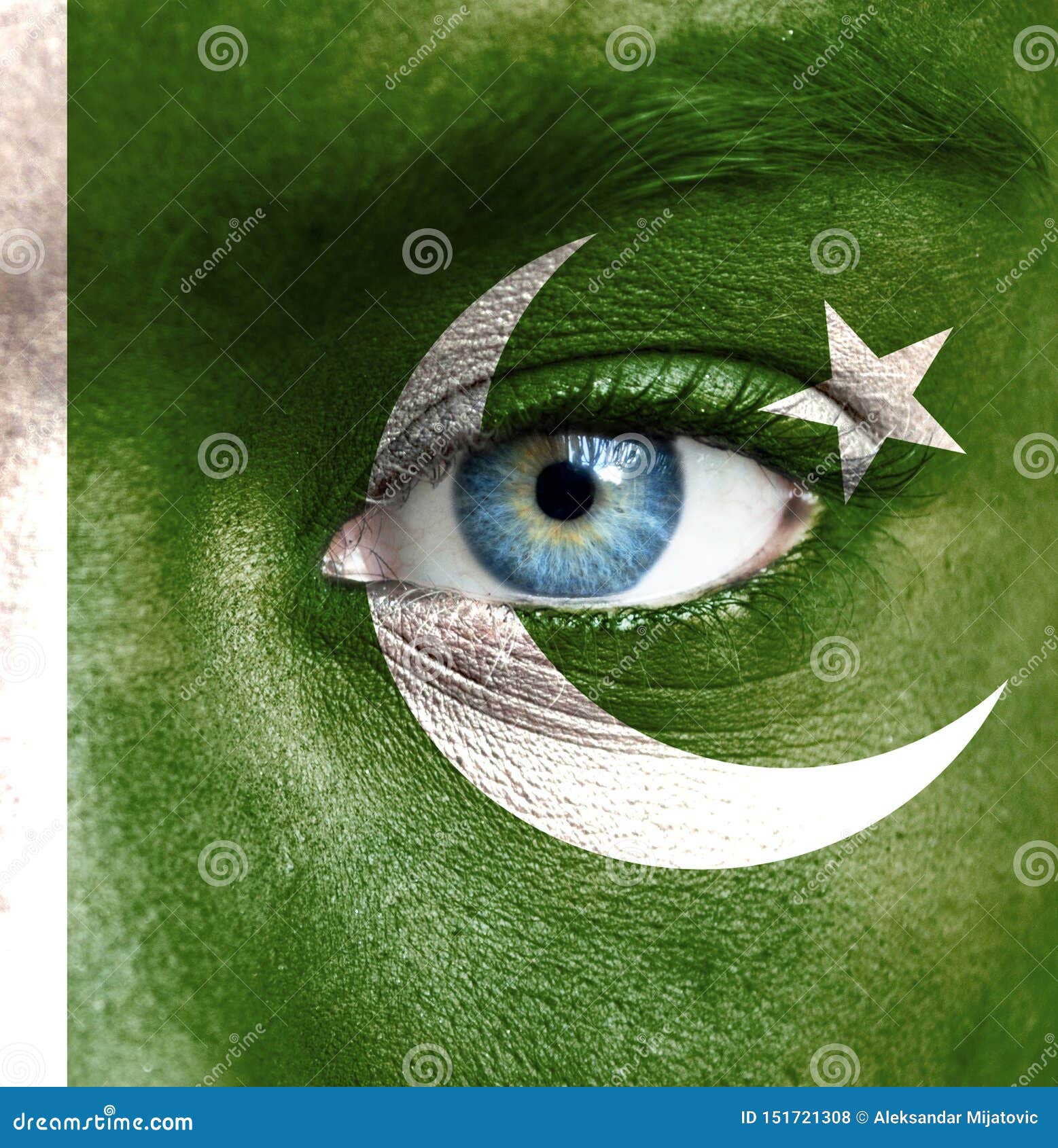 Human Face Painted with Flag of Pakistan Stock Photo - Image of flag ...