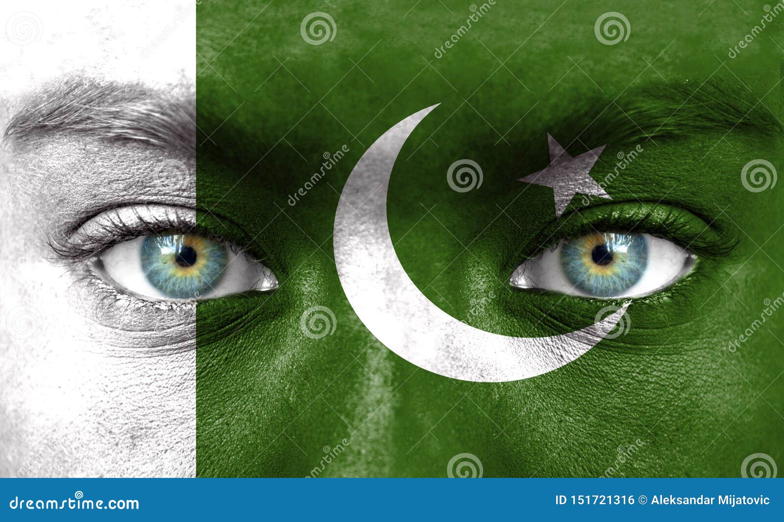 Human Face Painted with Flag of Pakistan Stock Photo - Image of looking ...