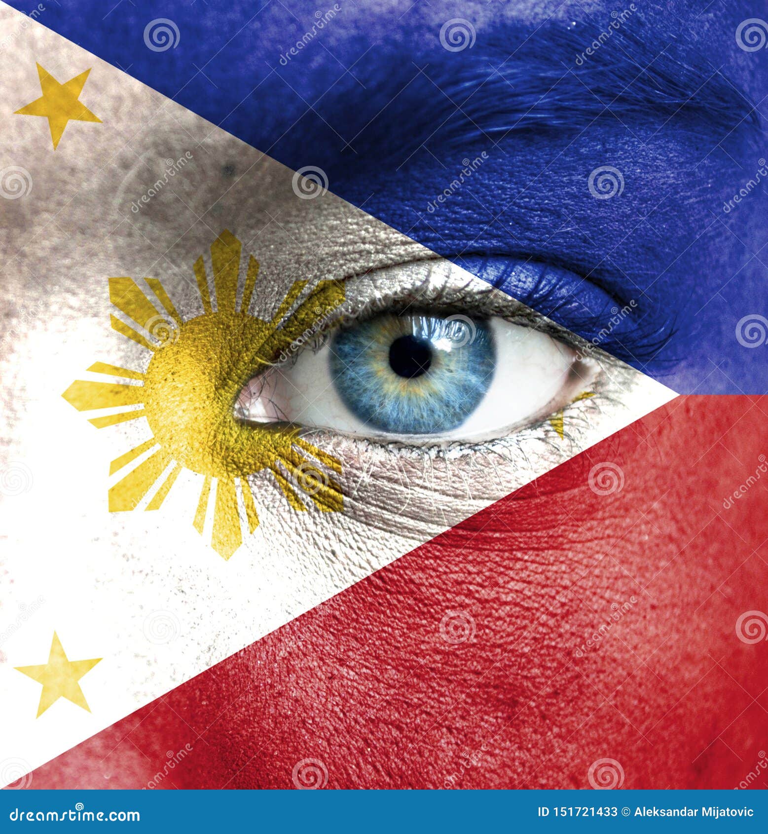 Human Face Painted with Flag of Philippines Stock Image - Image of ...