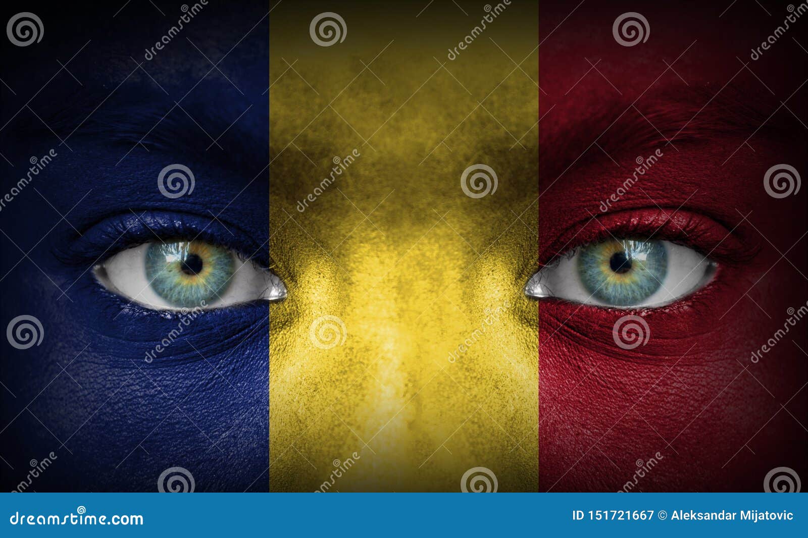 Human Face Painted with Flag of Romania Stock Image - Image of human ...