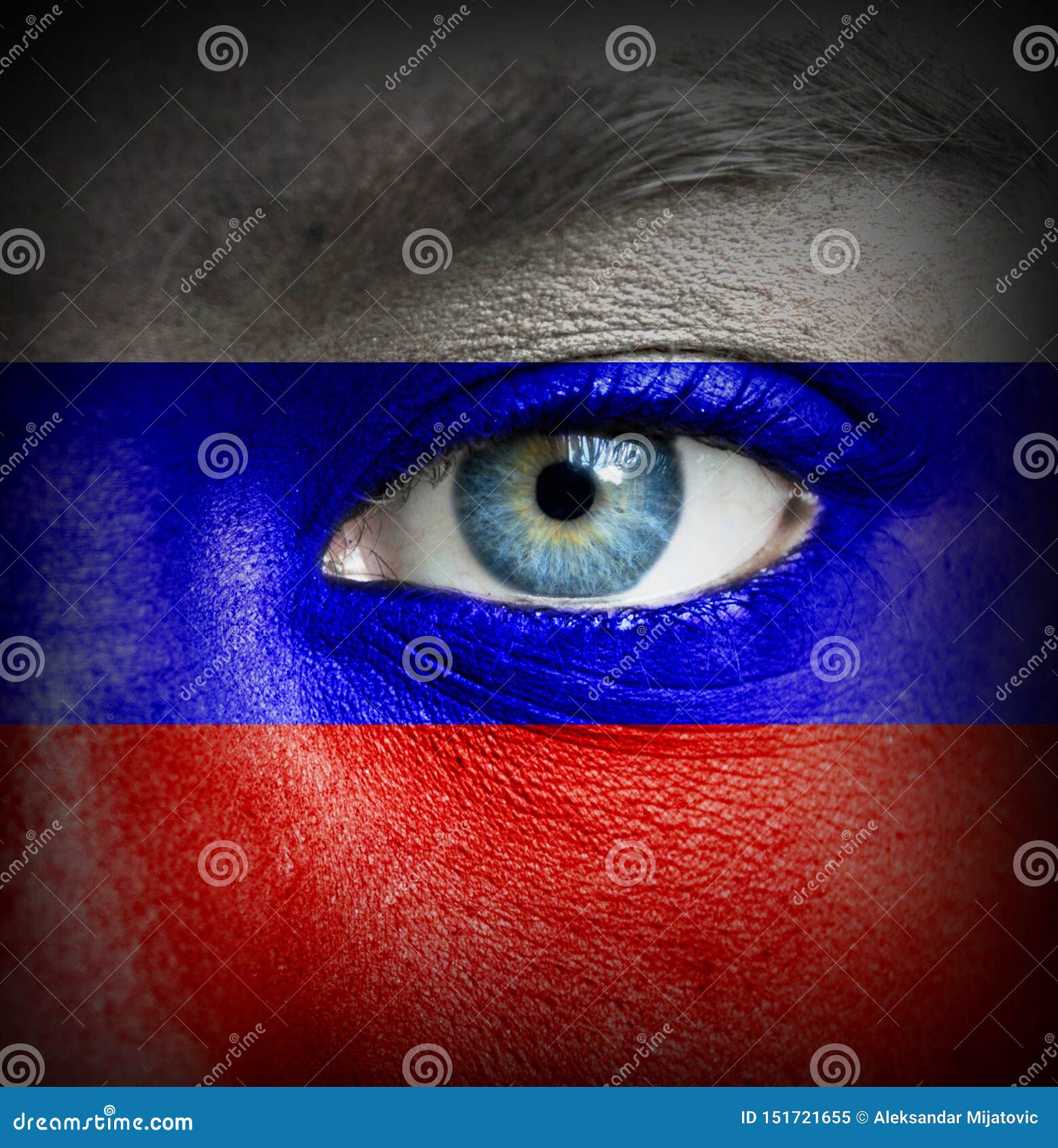 Human Face Painted with Flag of Russia Stock Image - Image of country ...