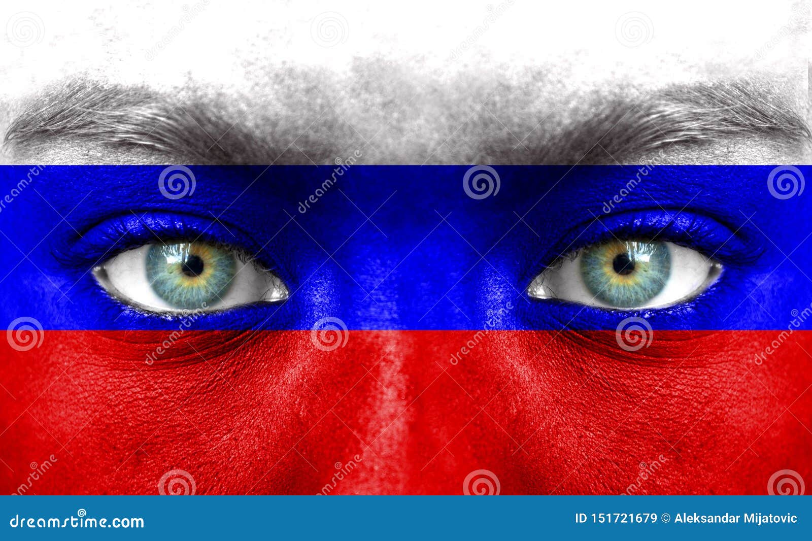 Human Face Painted with Flag of Russia Stock Image - Image of people ...