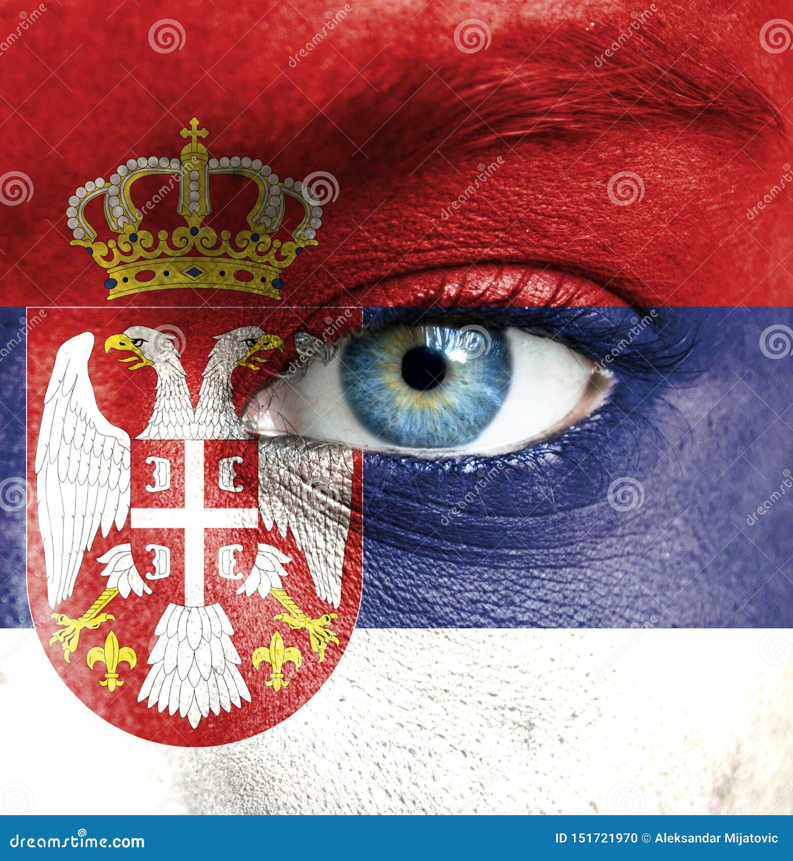 Human Face Painted with Flag of Serbia Stock Photo - Image of nation ...