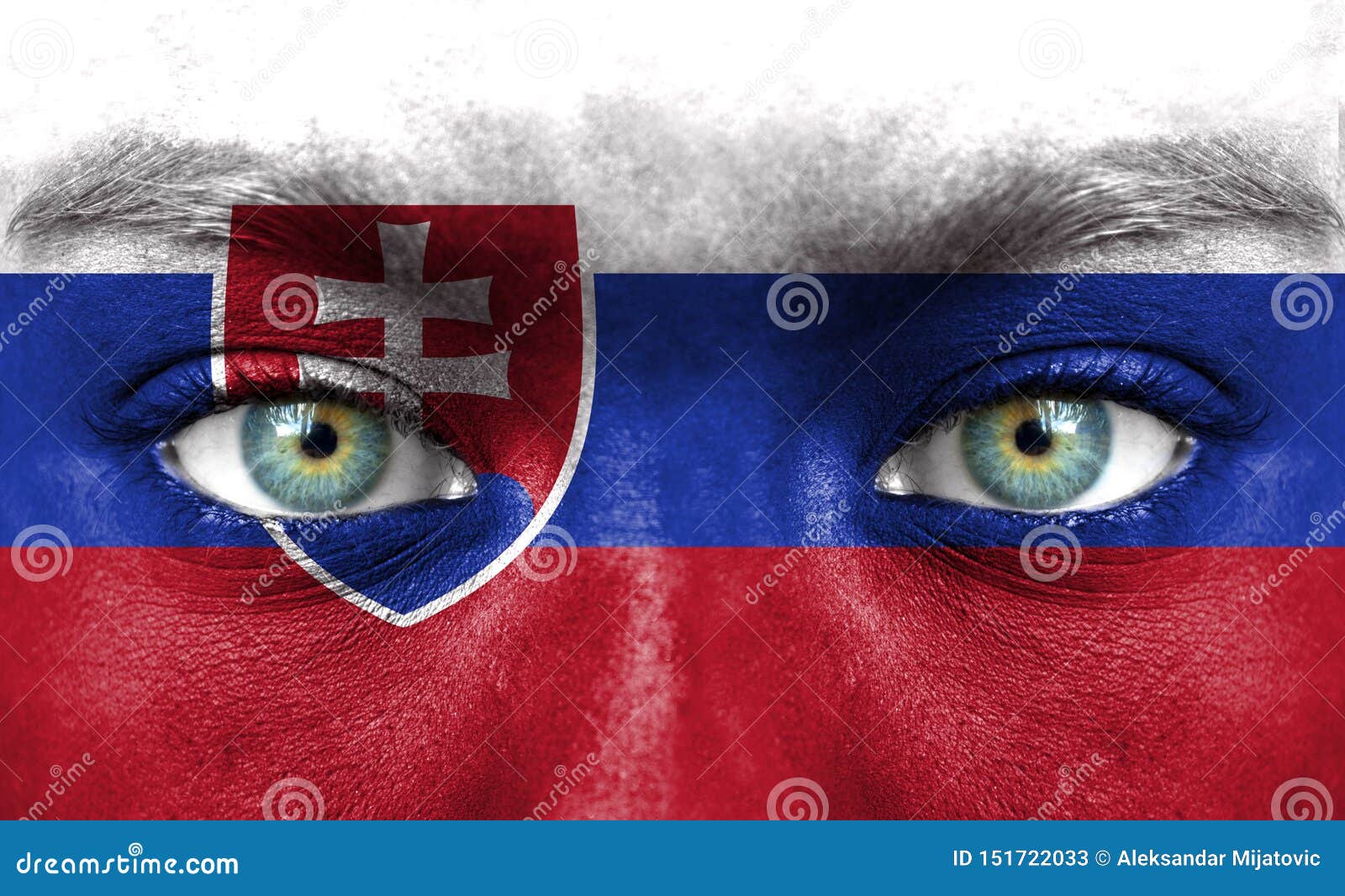 Human Face Painted with Flag of Slovakia Stock Image - Image of ...