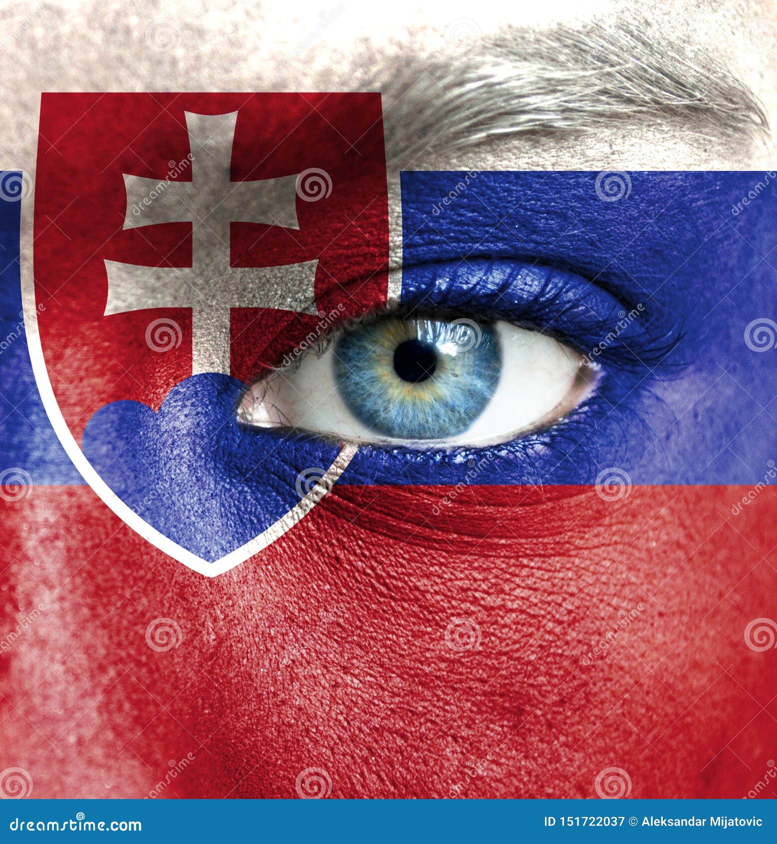 Human Face Painted with Flag of Slovakia Stock Image - Image of casual ...