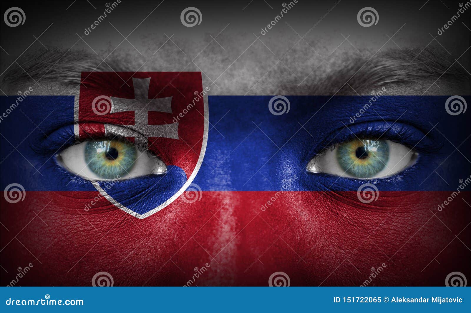 Human Face Painted with Flag of Slovakia Stock Image - Image of people ...