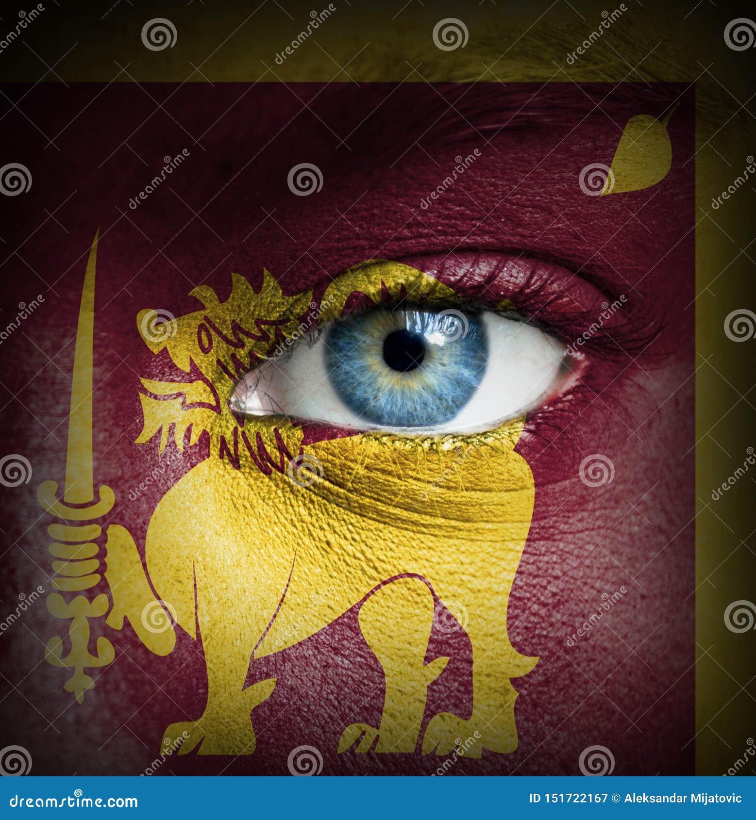 Human Face Painted with Flag of Sri Lanka Stock Image - Image of ...