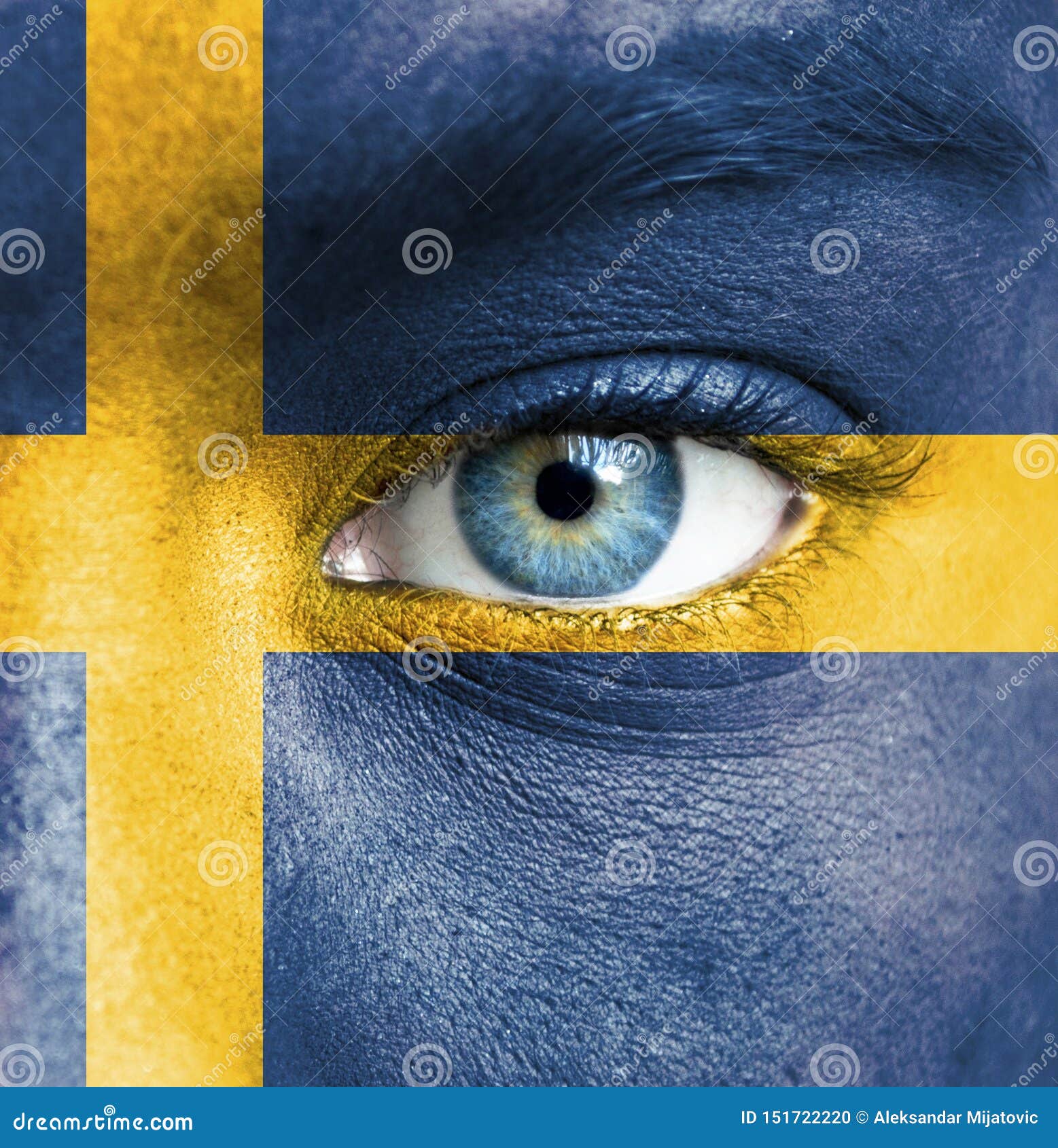 Human Face Painted with Flag of Sweden Stock Photo - Image of freedom ...