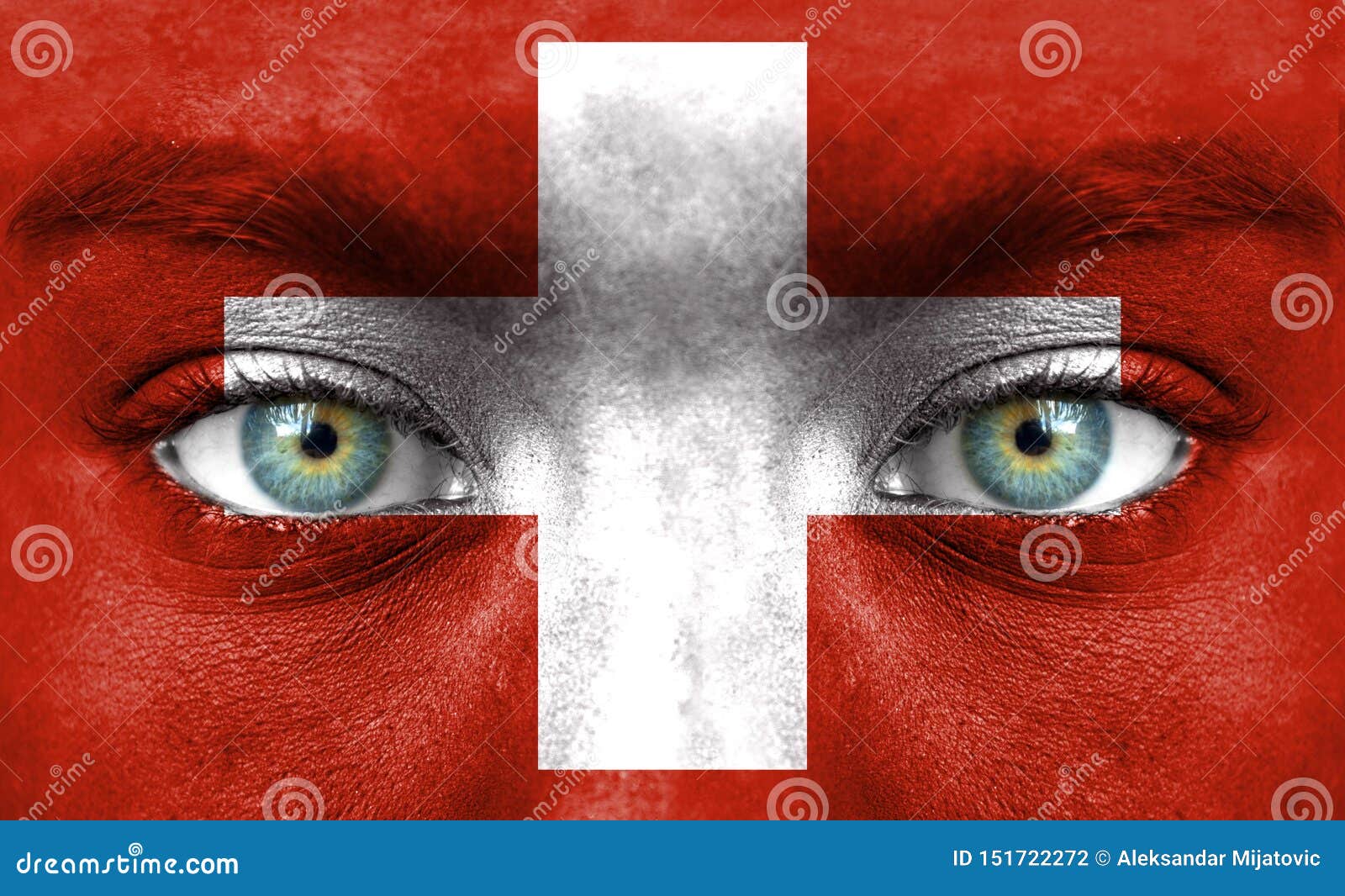 Human Face Painted with Flag of Switzerland Stock Photo - Image of ...