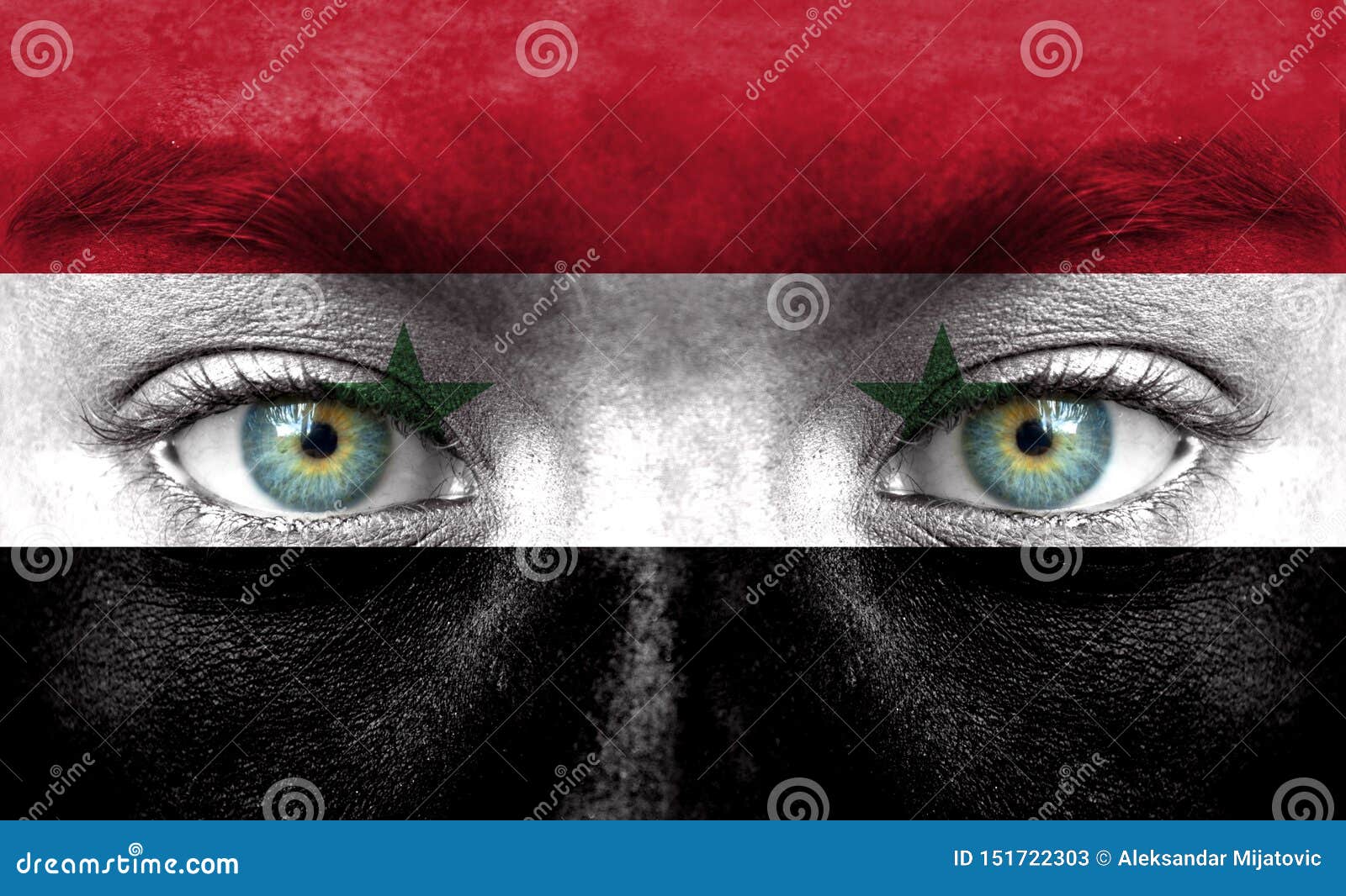 Human Face Painted with Flag of Syria Stock Image - Image of european ...