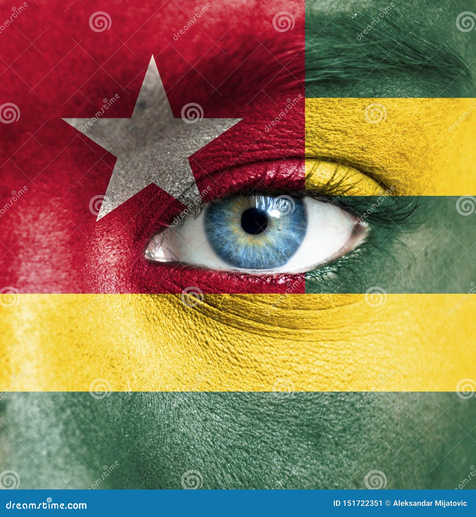 Human Face Painted with Flag of Togo Stock Image - Image of country ...