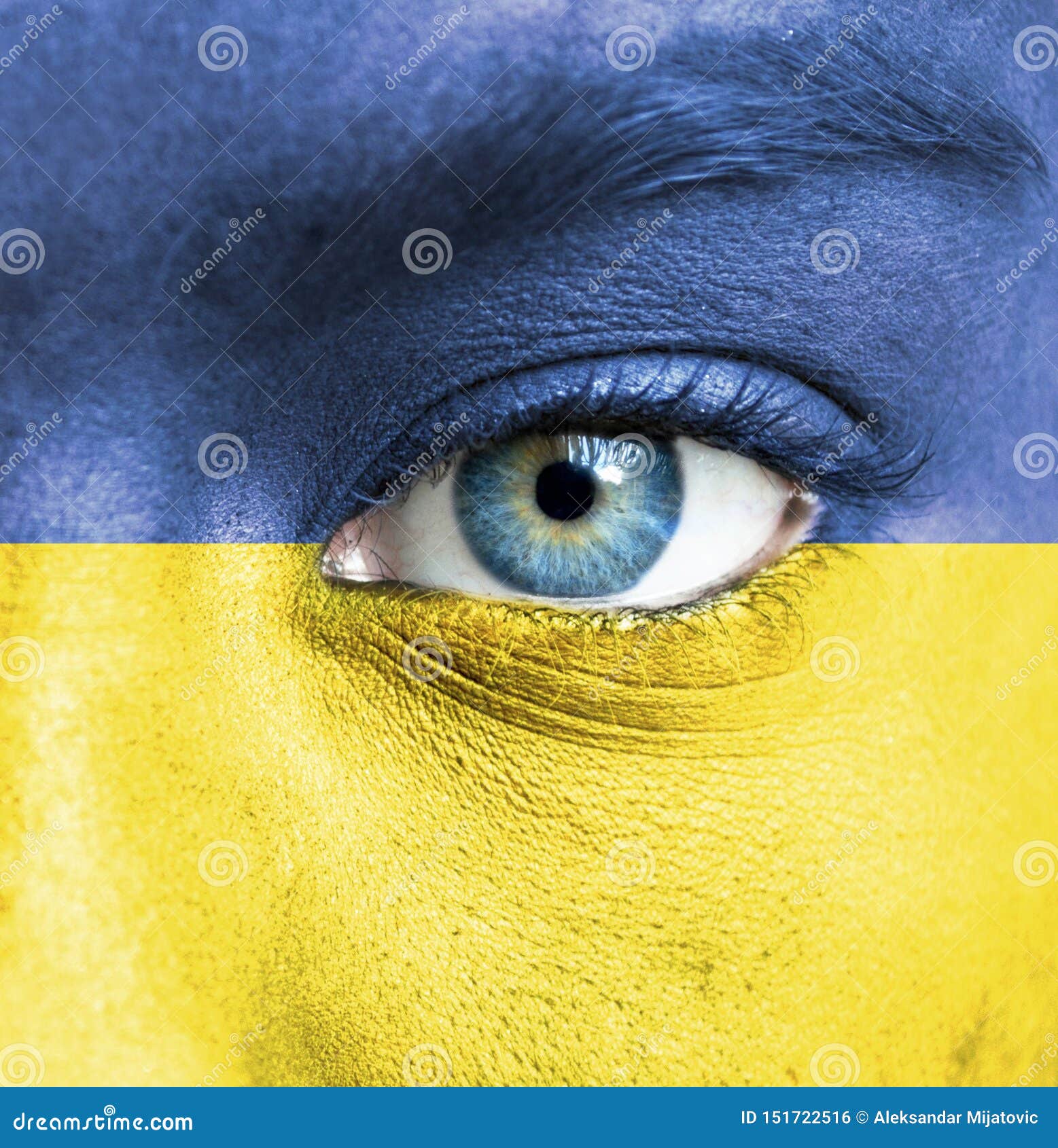 Human Face Painted with Flag of Ukraine Stock Photo - Image of patriot ...