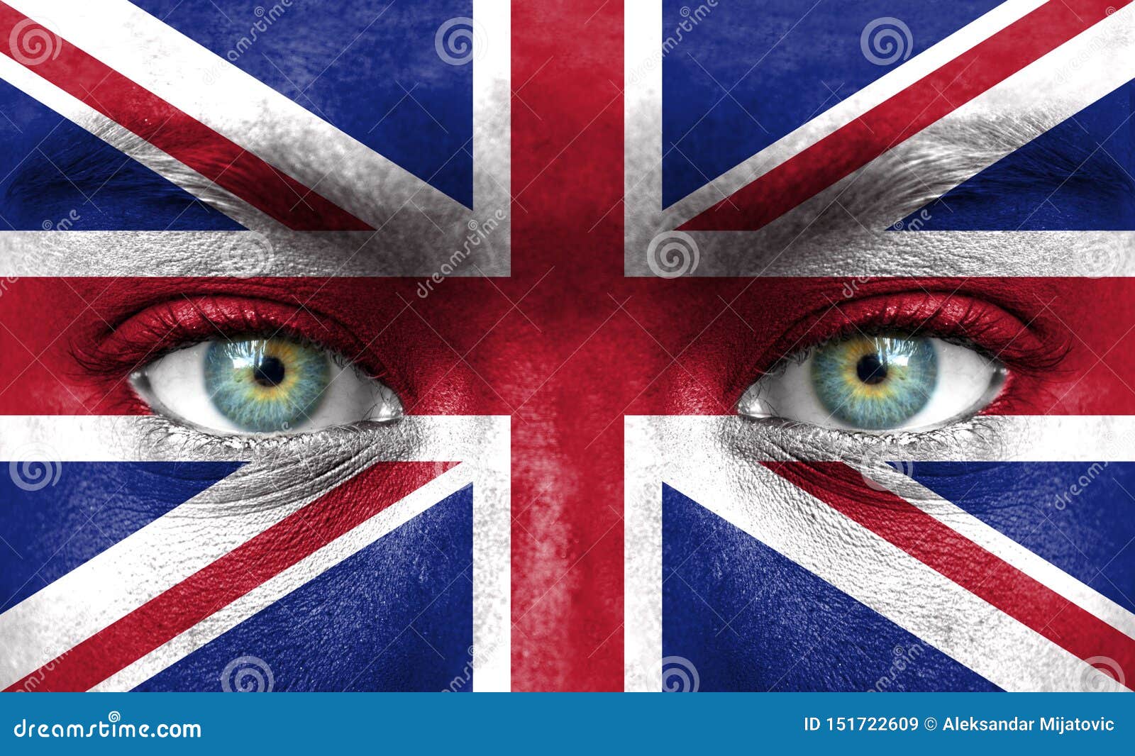 Human Face Painted with Flag of United Kingdom Stock Image - Image of ...
