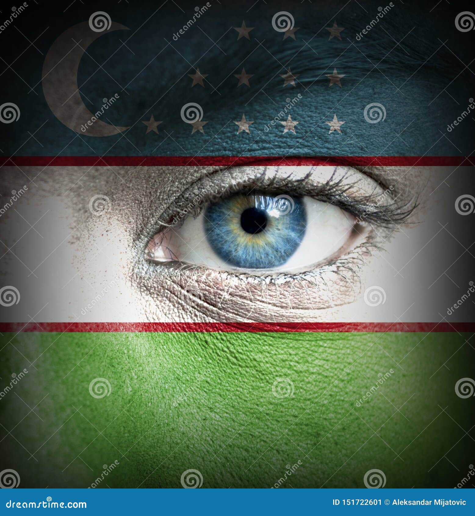 Human Face Painted with Flag of Uzbekistan Stock Image - Image of ...