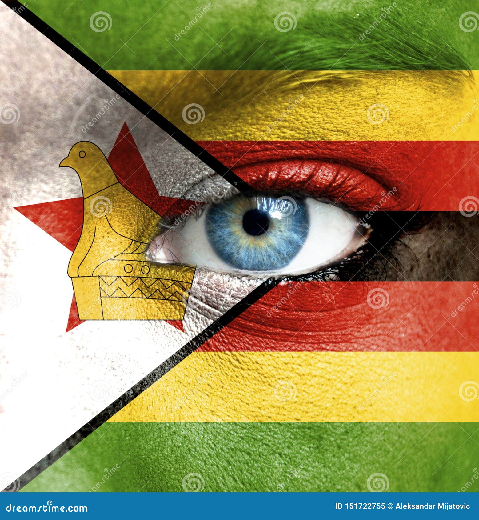 Human Face Painted with Flag of Zimbabwe Stock Image - Image of culture ...