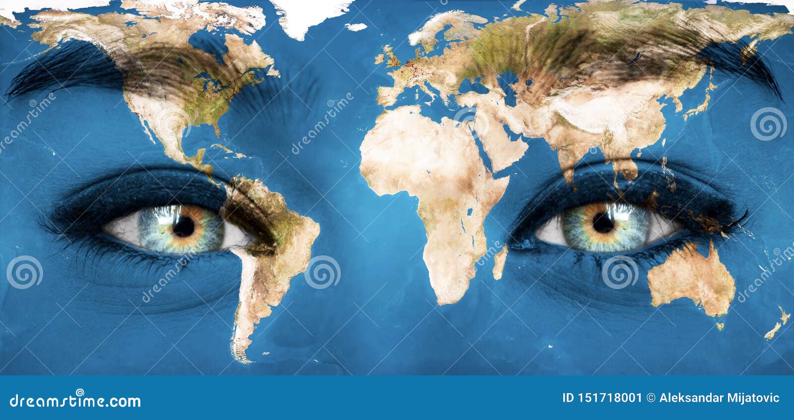 Human Face Painted with Planet Earth - Human Face Painted with Planet Earth -