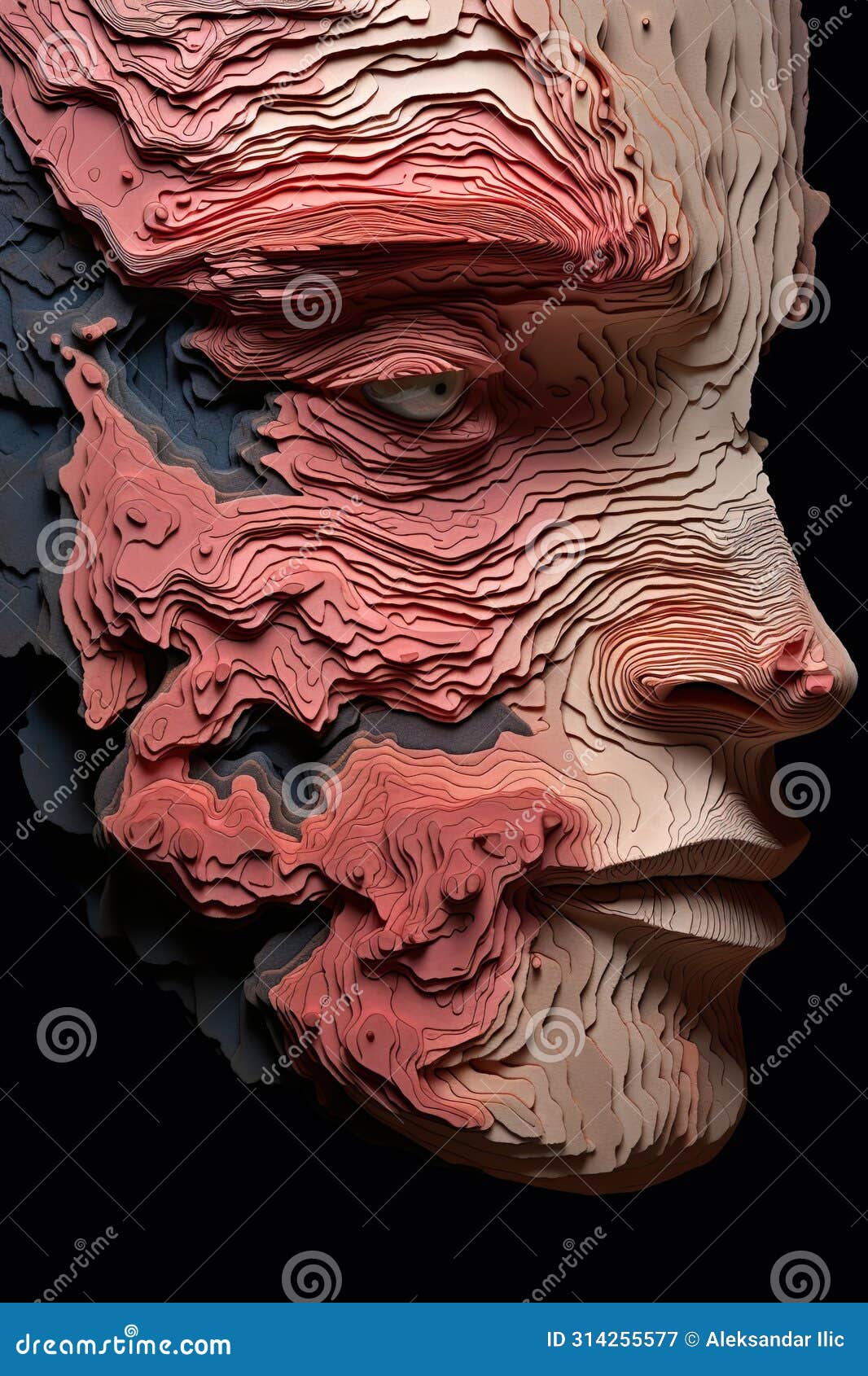 Human Face Portrait in Style of Topographical Map. Ai Generative Stock ...