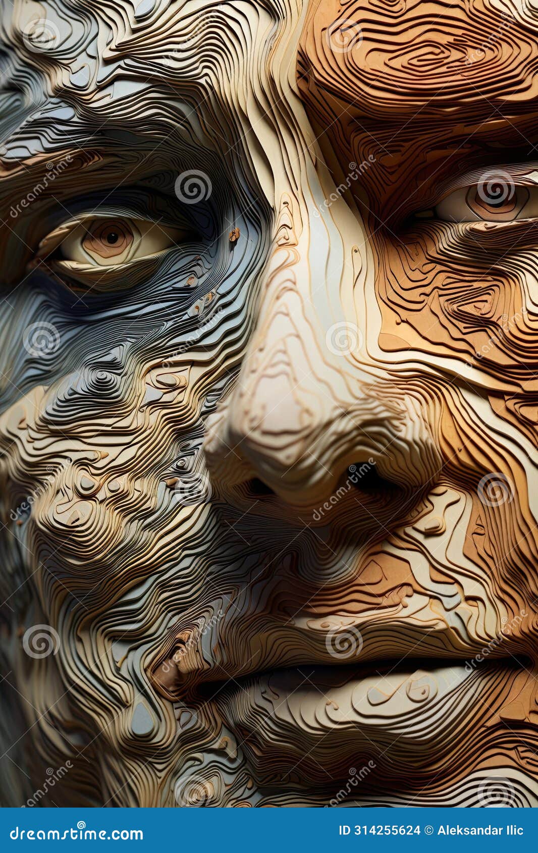 Human Face Portrait in Style of Topographical Map. Ai Generative Stock ...