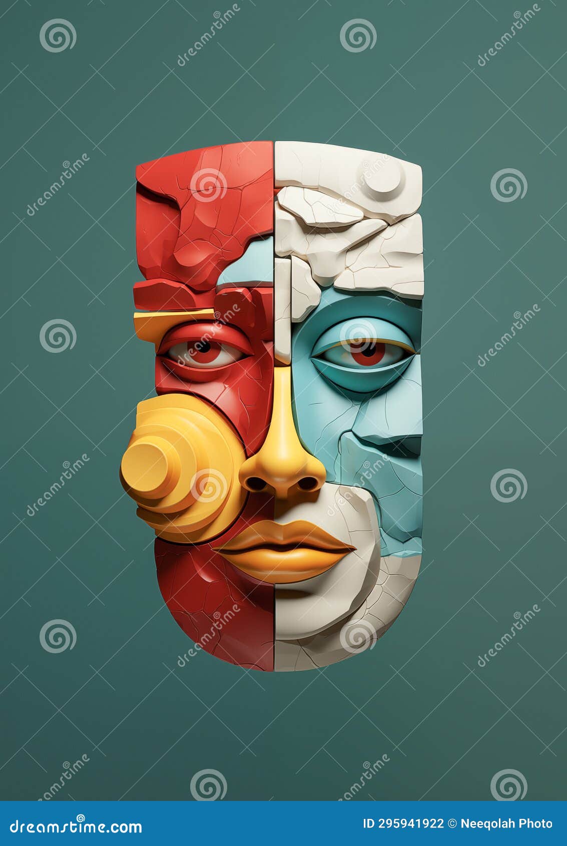Human Face Sculpture Constructed Form Various Stone Pieces. Stock ...