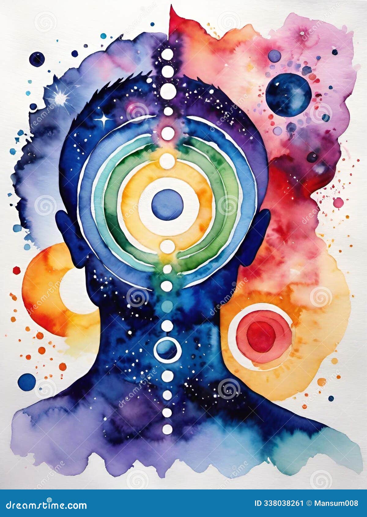 Human Face Shape and Space, Watercolor Style Stock Illustration ...