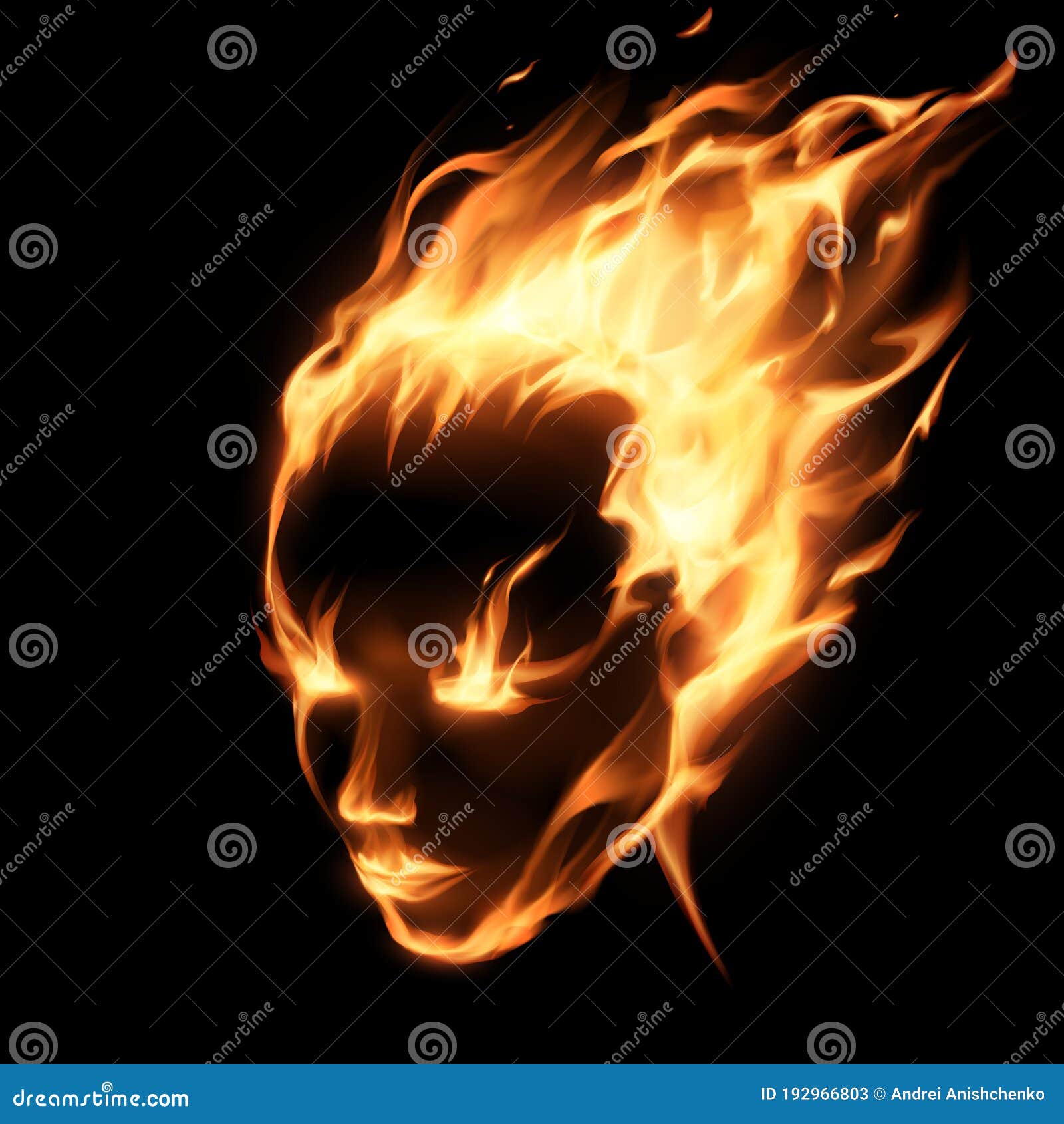 Human Face Silhouette in Fire Flame Stock Vector - Illustration of ...