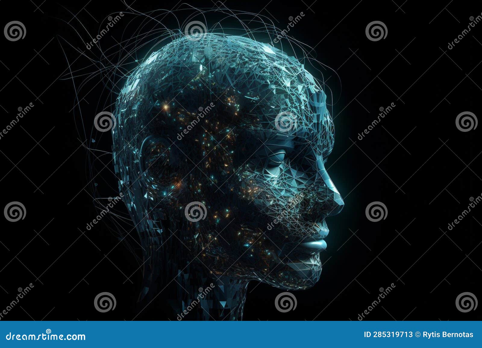 Human Face and Technology Abstract Illustration. Generative AI Stock ...
