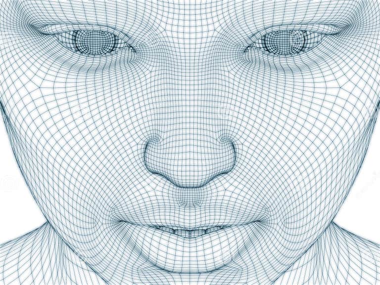 Human Face Wire Mesh stock illustration. Illustration of isolated ...