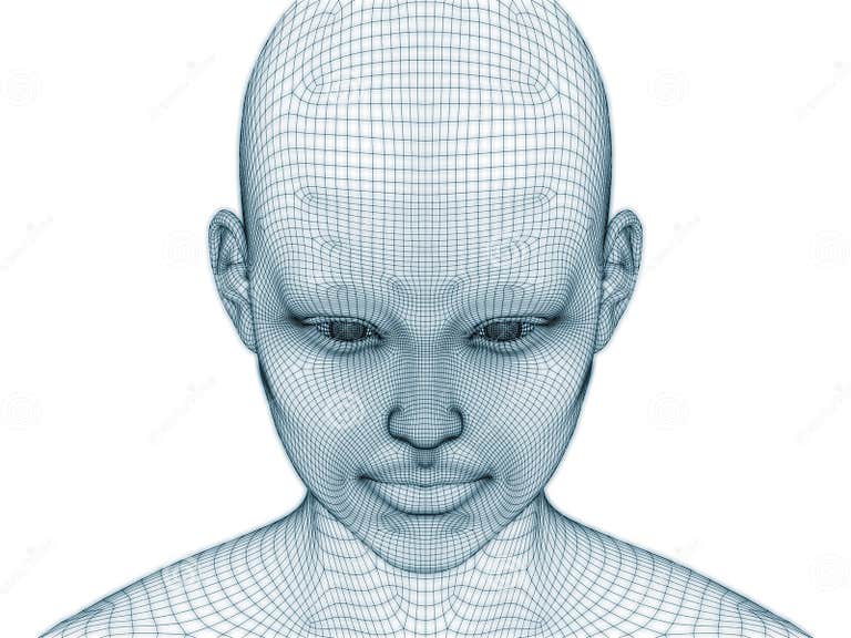 Human Face Wire Mesh stock illustration. Illustration of geometry ...