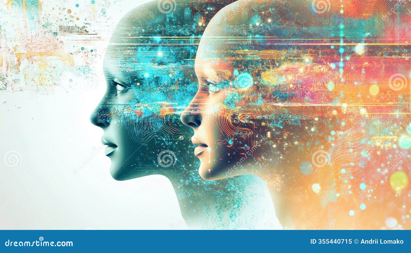 Human Faces Connected by Digital Technology Stock Image - Image of ...