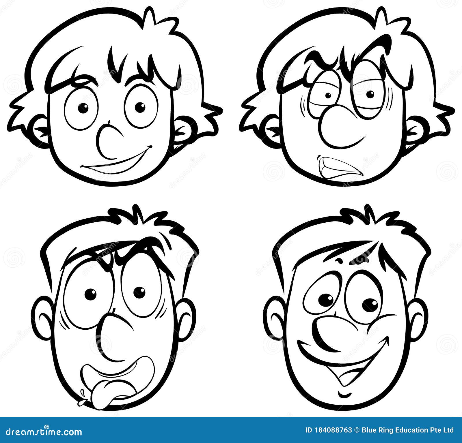 Human Faces with Different Facial Expressions Stock Vector ...