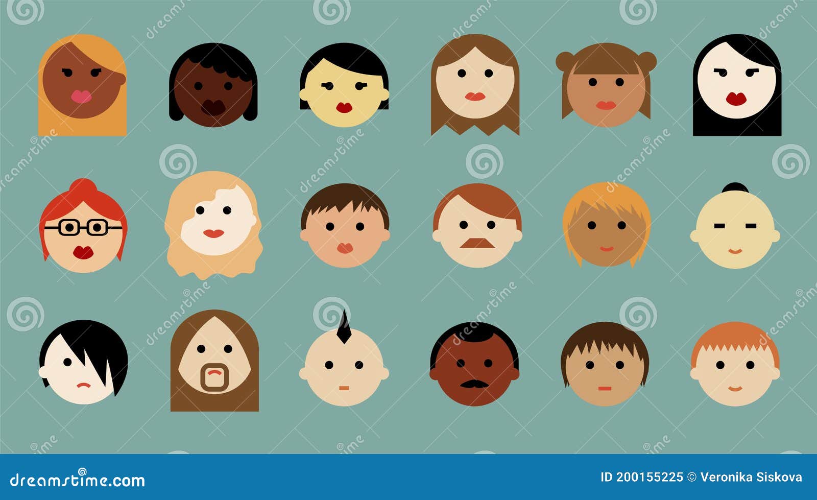 Human faces - icons stock vector. Illustration of person - 200155225