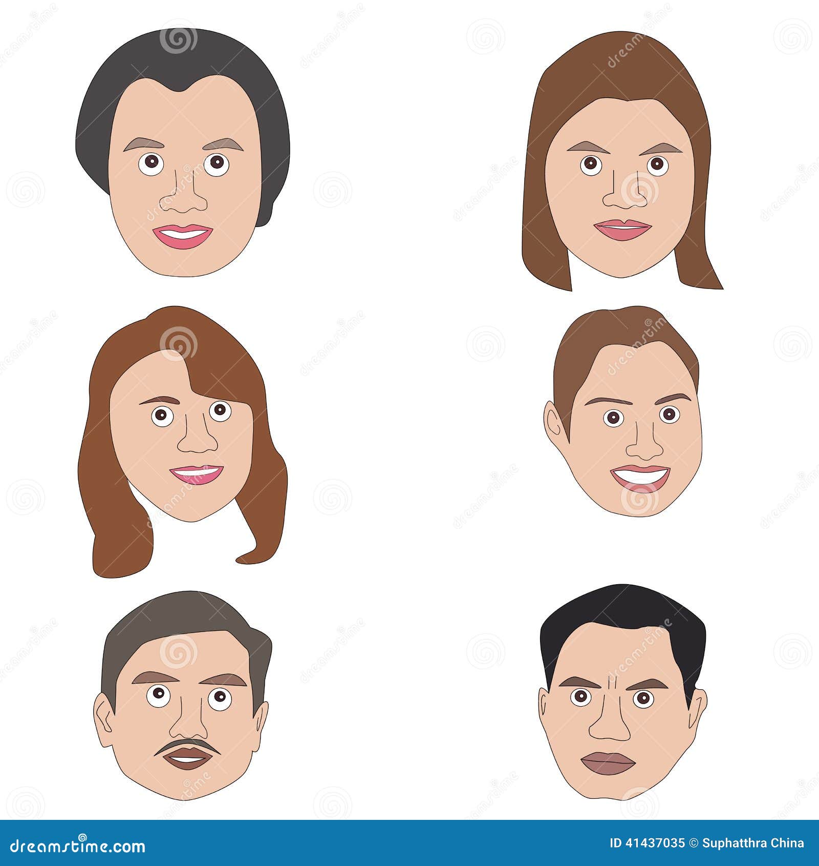 Human Faces stock vector. Illustration of hairstyle, beauty - 41437035