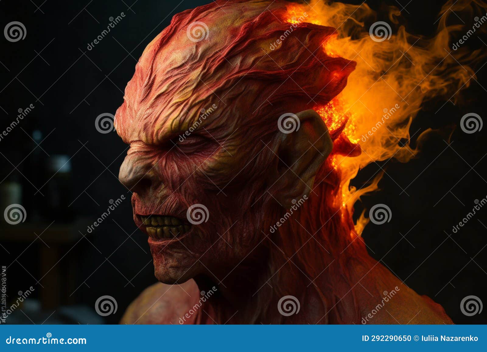 The Human Facial Features of the Fire Beast. AI Generated Stock ...