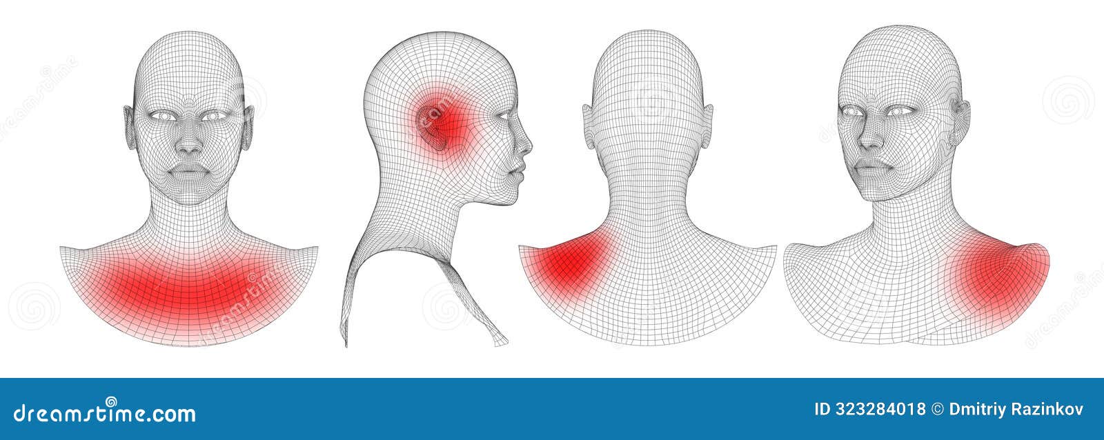 Human Facial Pain Points Wireframe Illustration Stock Vector ...